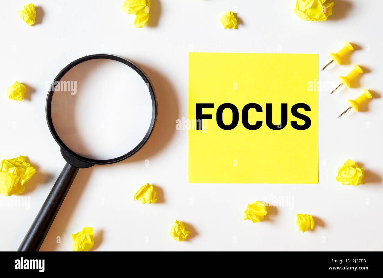 Focus word through a magnifying glass. Magnifying glass search concept ...