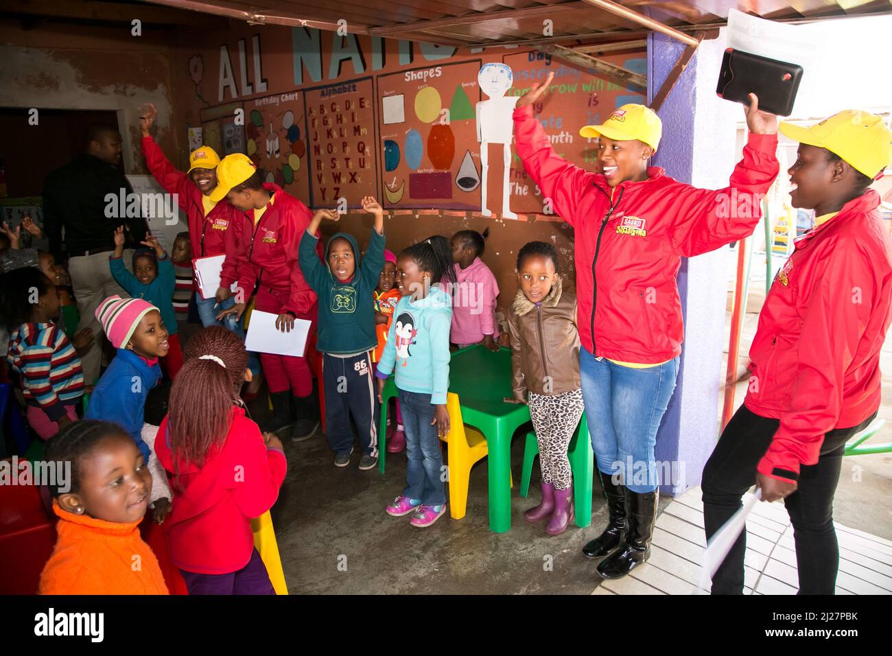 Johannesburg, South Africa - August 6, 2015: Young African children at ...