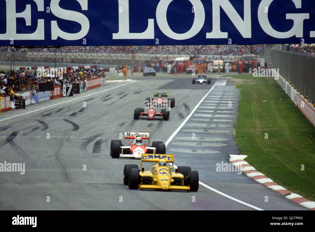 Ayrton Senna da Silva (BRA) Lotus 99T Honda 2nd position leads Alain ...