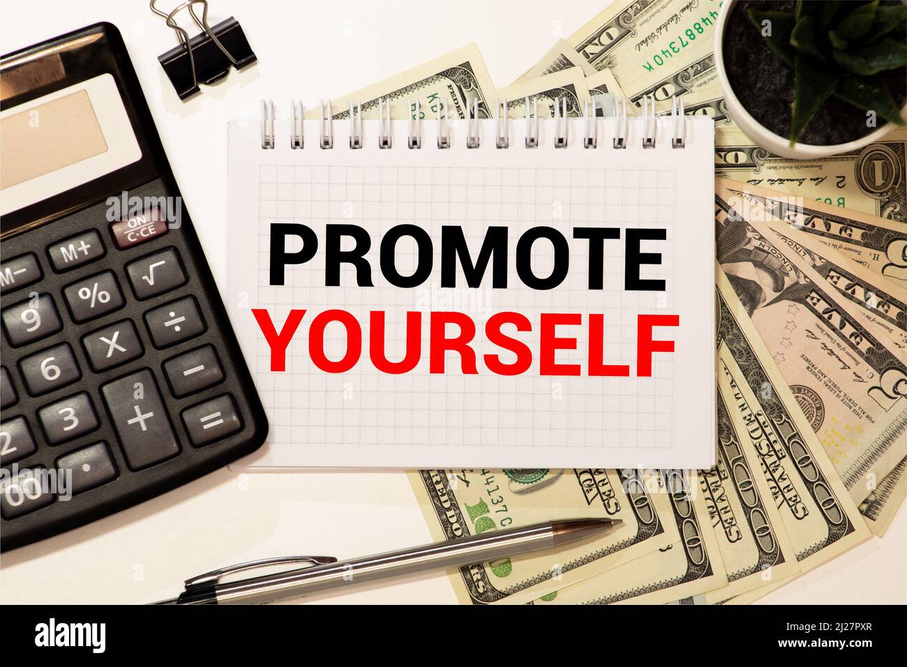 Promote yourself text concept write on notebook Stock Photo - Alamy