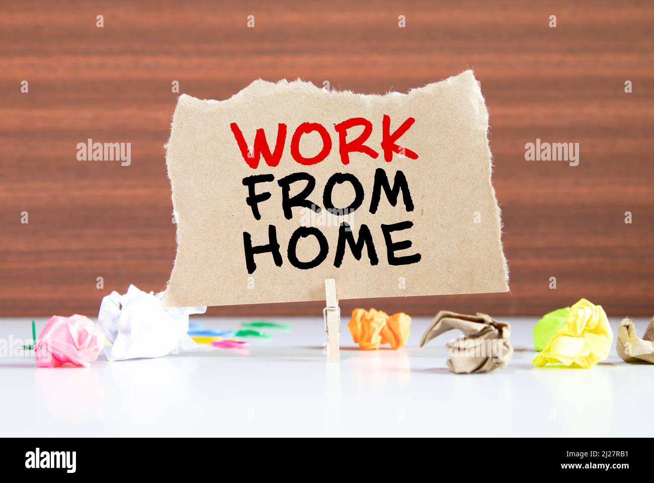 Work from home message on today page Stock Photo - Alamy