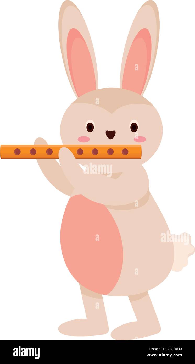 cute rabbit playing flute Stock Vector Image & Art - Alamy