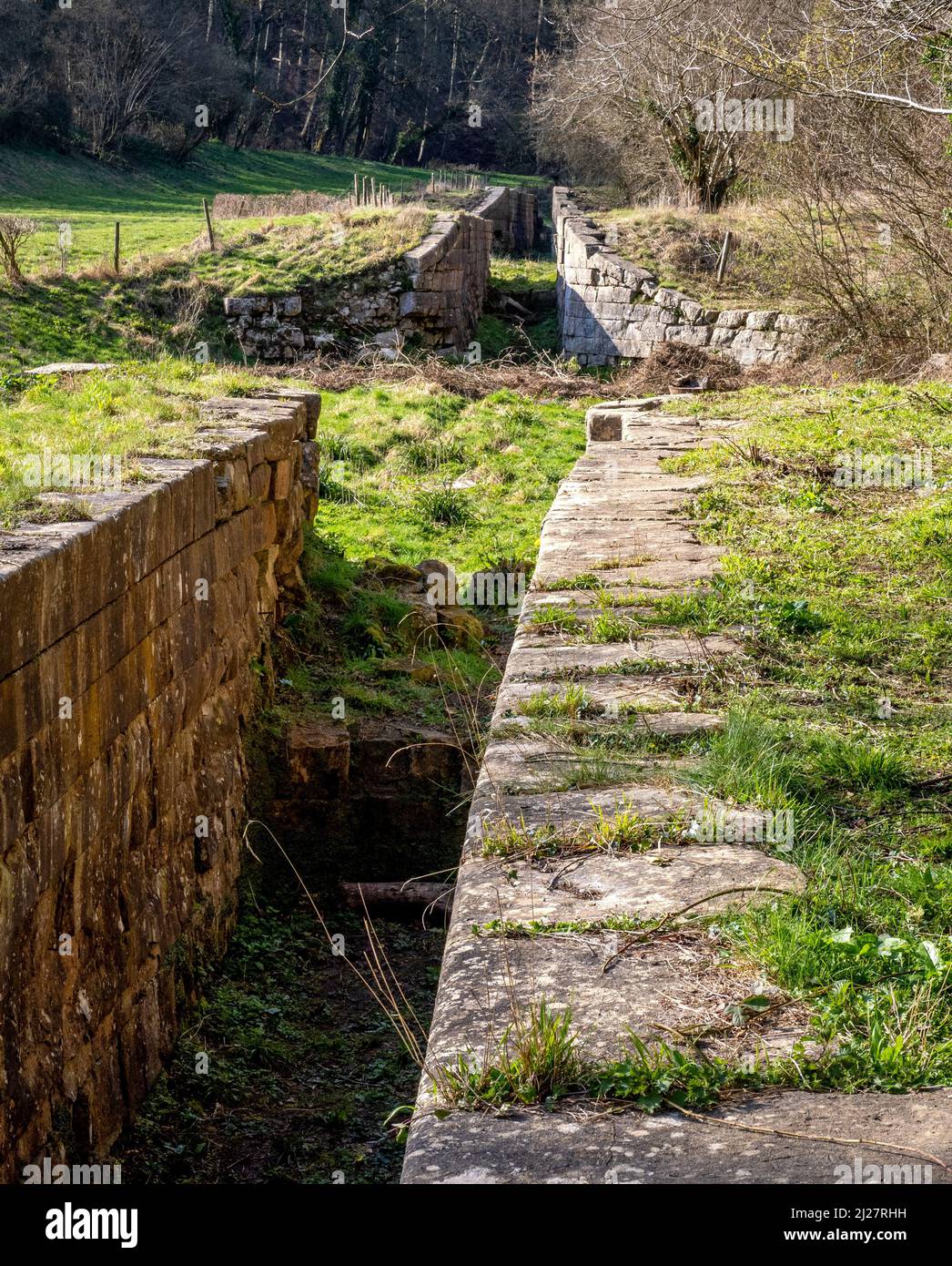 Three of the original 22 locks of the Combe Hay lock flight on the ...