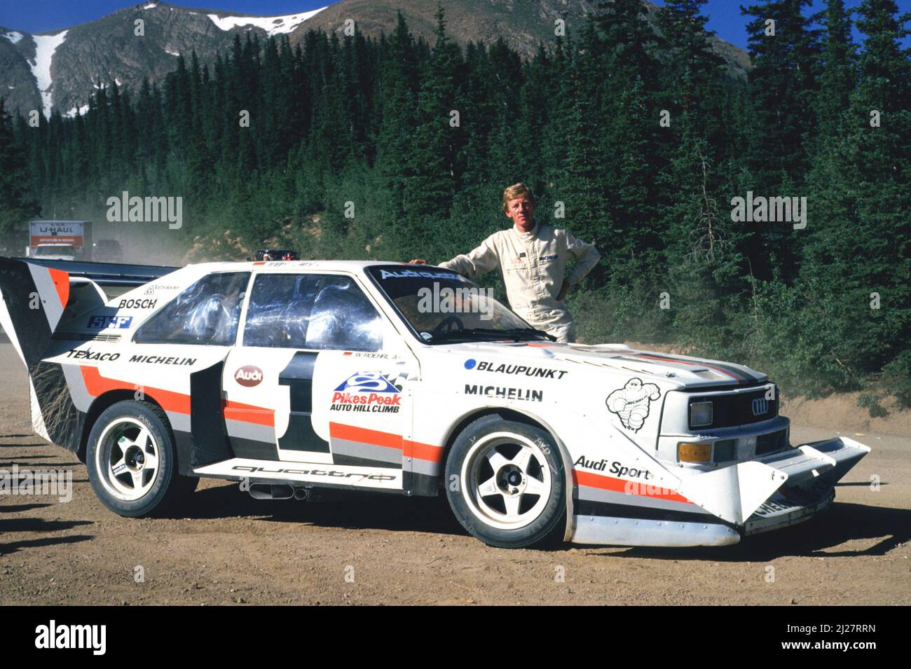 Walter Rohrl (GER) Audi Sport Quattro S1 Audi Sport 1st position after ...