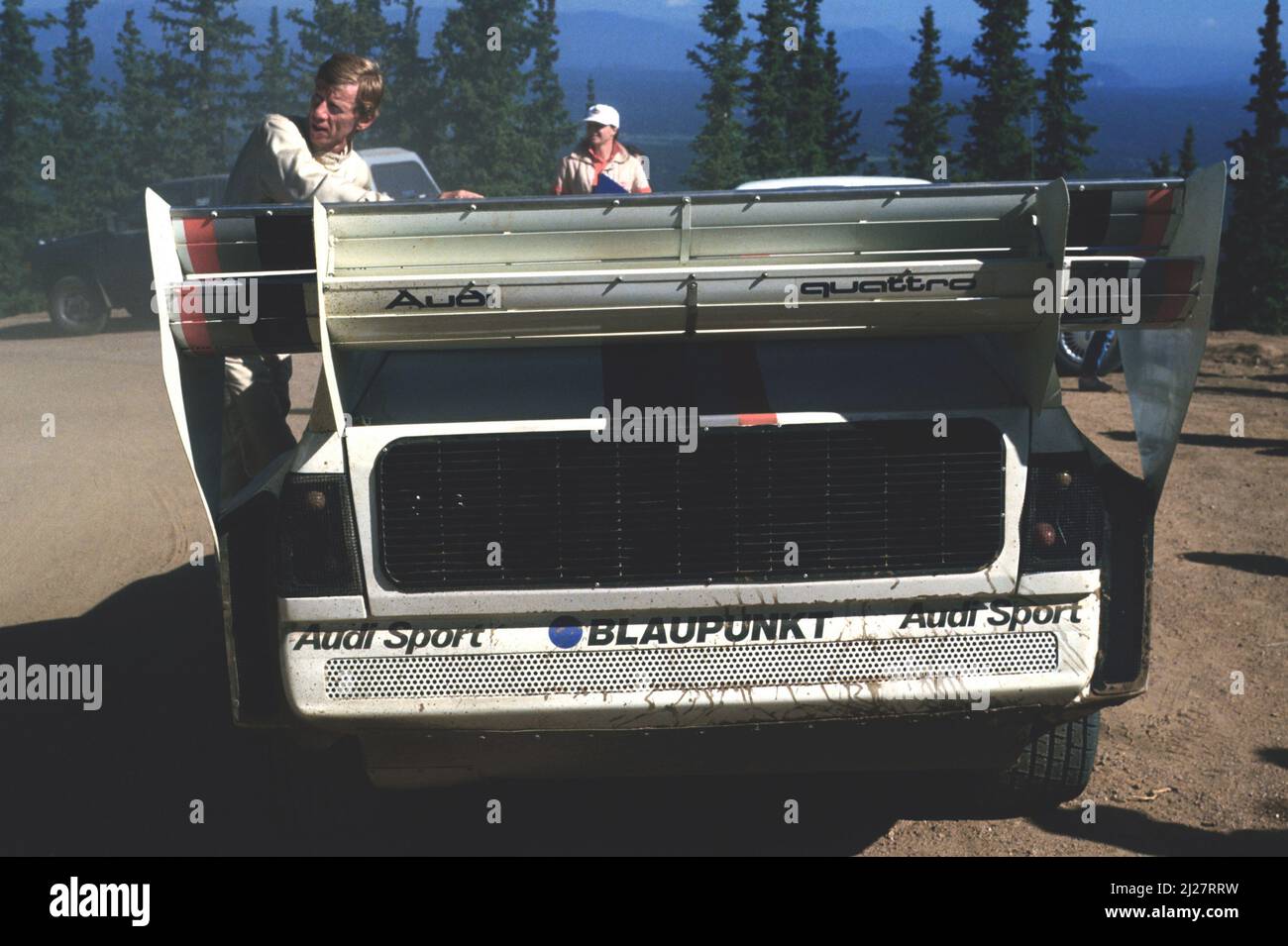 Walter Rohrl (GER) Audi Sport Quattro S1 Audi Sport 1st position before ...