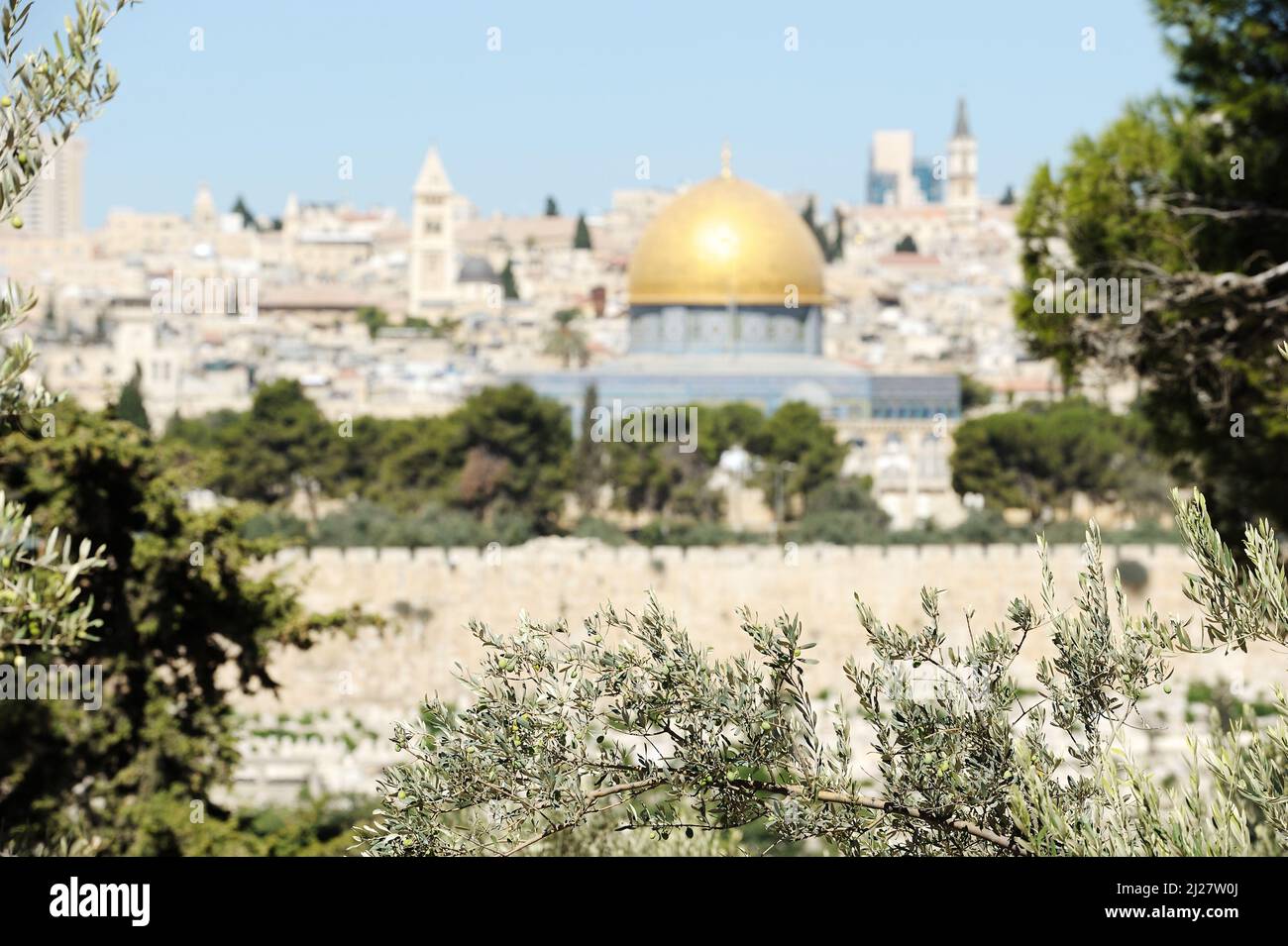 Jerusalem, view of the old city from the Mount of Olives Stock Photo ...