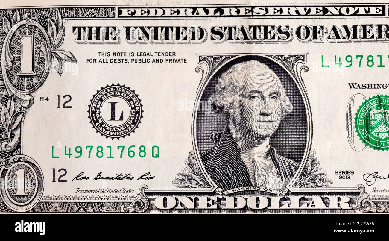 One dollar close up photo with president portrait. High quality photo ...