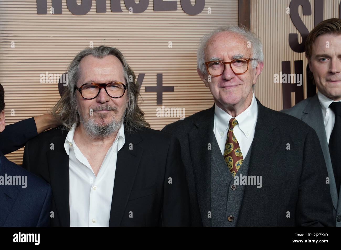 Gary Oldman (left) and Jonathan Pryce at the premiere of Slow Horses at ...