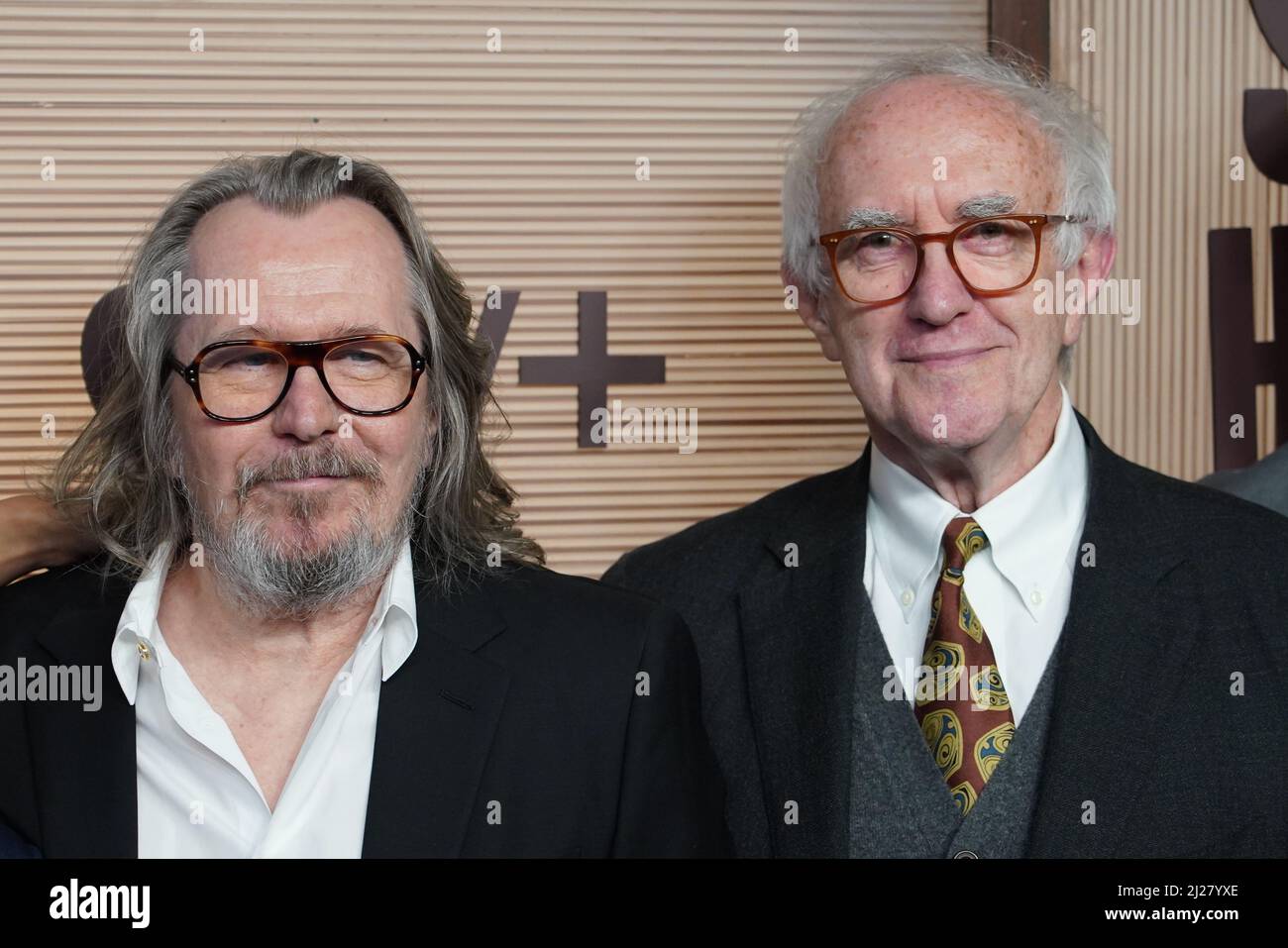 Gary Oldman (left) and Jonathan Pryce at the premiere of Slow Horses at ...