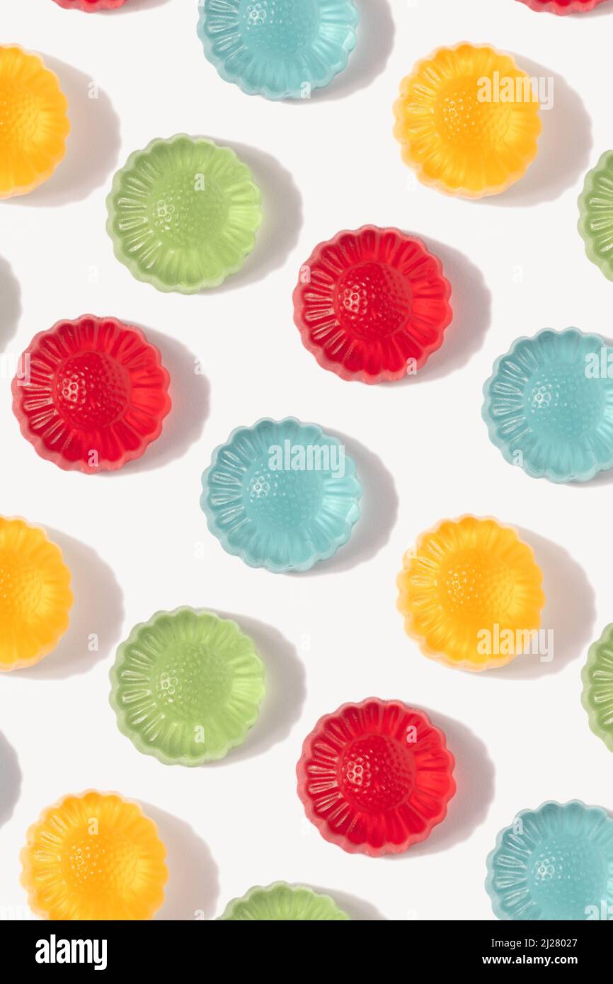 Spring flowers soft candy on a bright white background. Floral ...