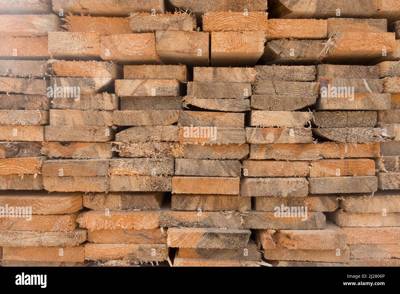 Wood stack storage of timber materials and lumber pile industry Stock ...