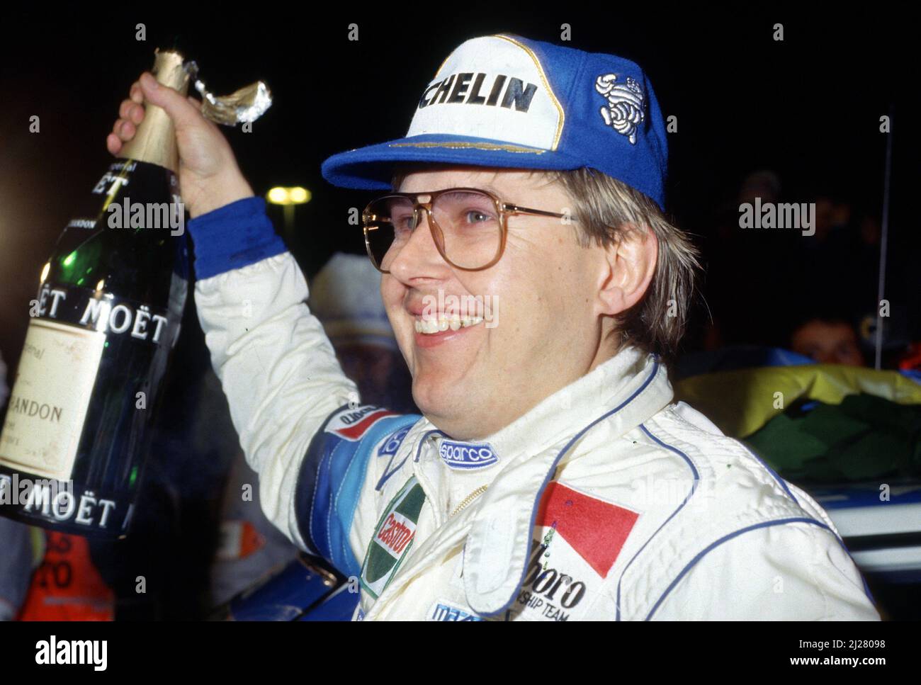 Timo Salonen (FIN) Mazda 1st position celebrate podium Stock Photo - Alamy