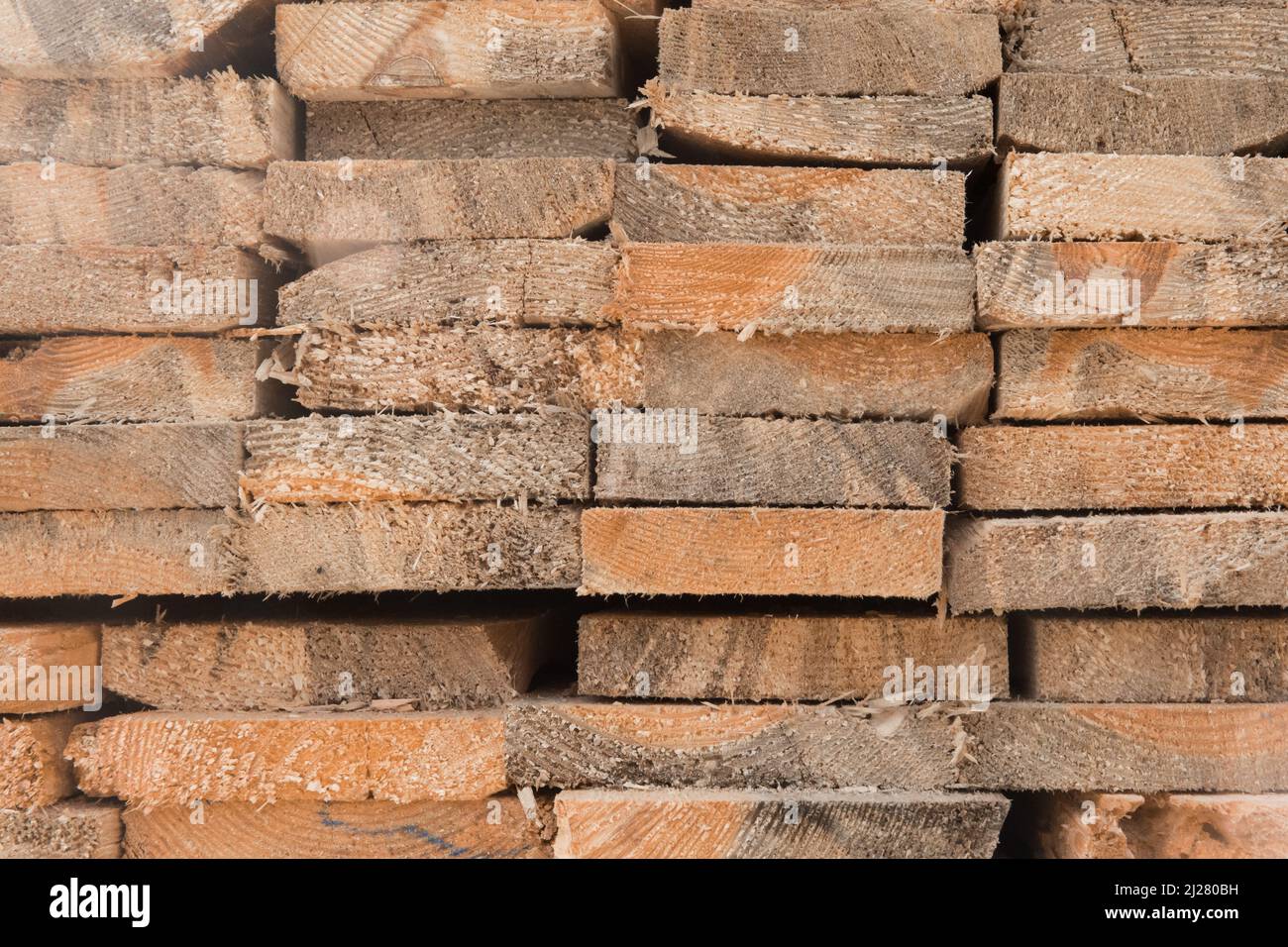 Wood stack storage of timber materials and lumber pile industry Stock ...