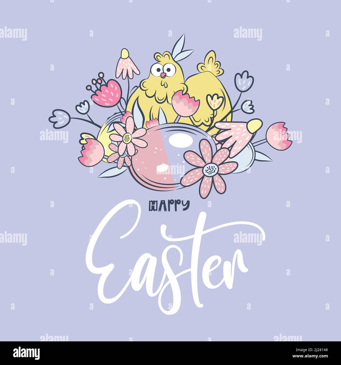 Happy Easter Banner Poster Greeting Card Trendy Easter Design With