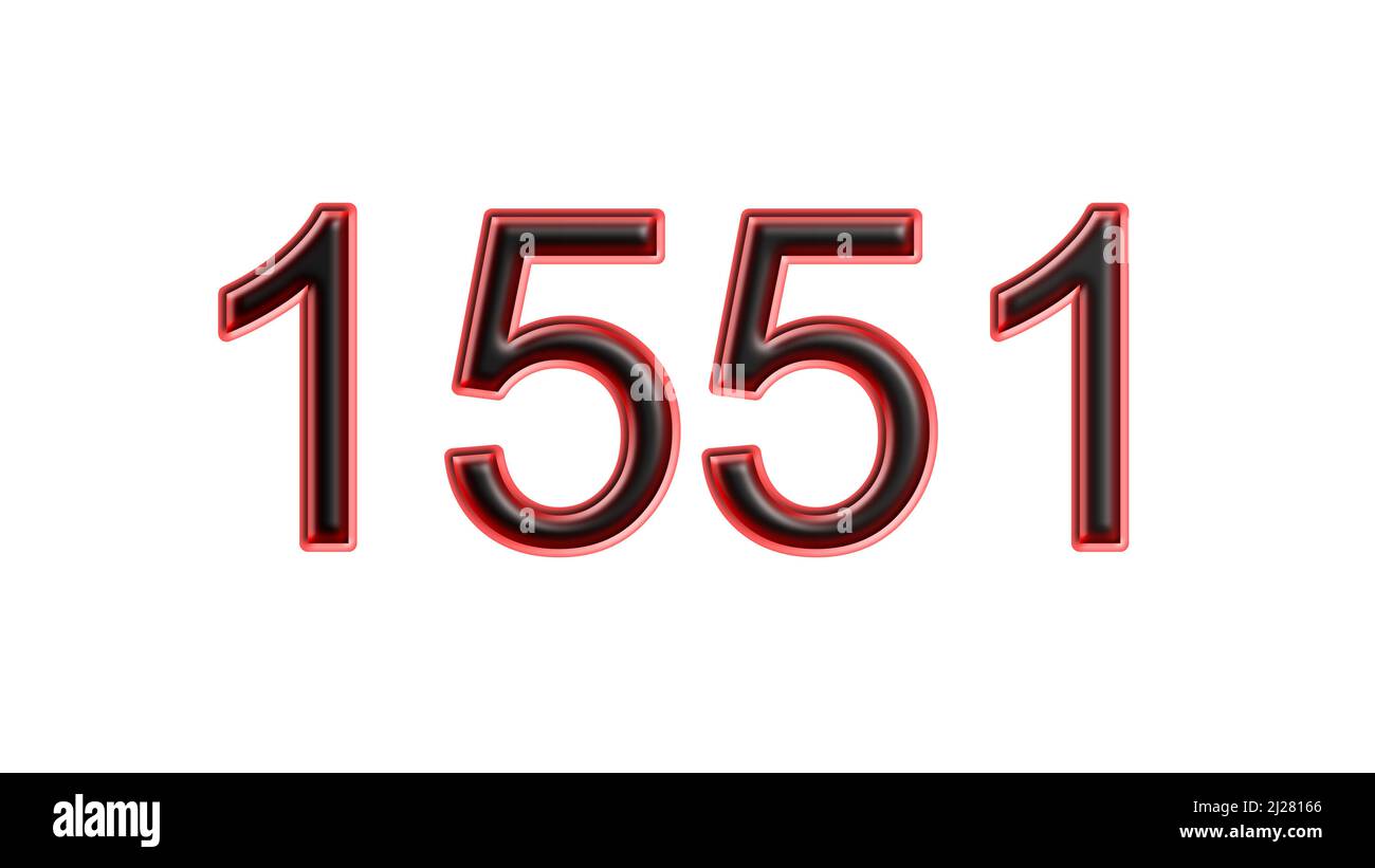 red 1551 number 3d effect white background Stock Photo - Alamy