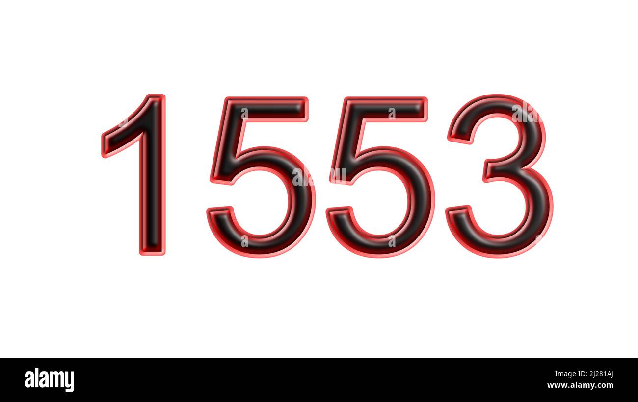 red 1553 number 3d effect white background Stock Photo - Alamy