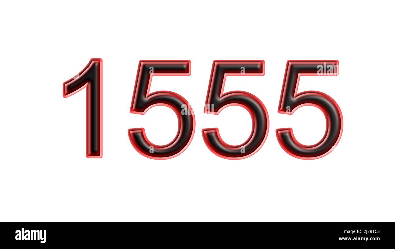 red 1555 number 3d effect white background Stock Photo - Alamy