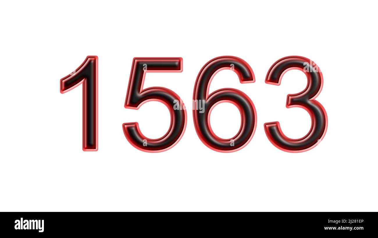 red 1563 number 3d effect white background Stock Photo - Alamy