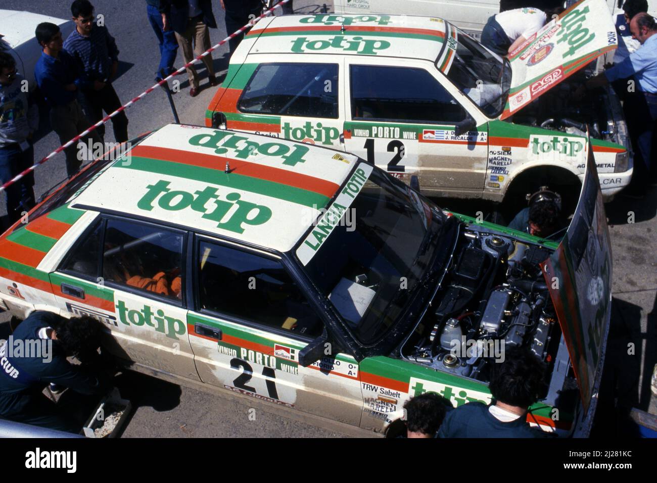 Lancia and Fiat Jolly Club Totip car park assistance Stock Photo - Alamy
