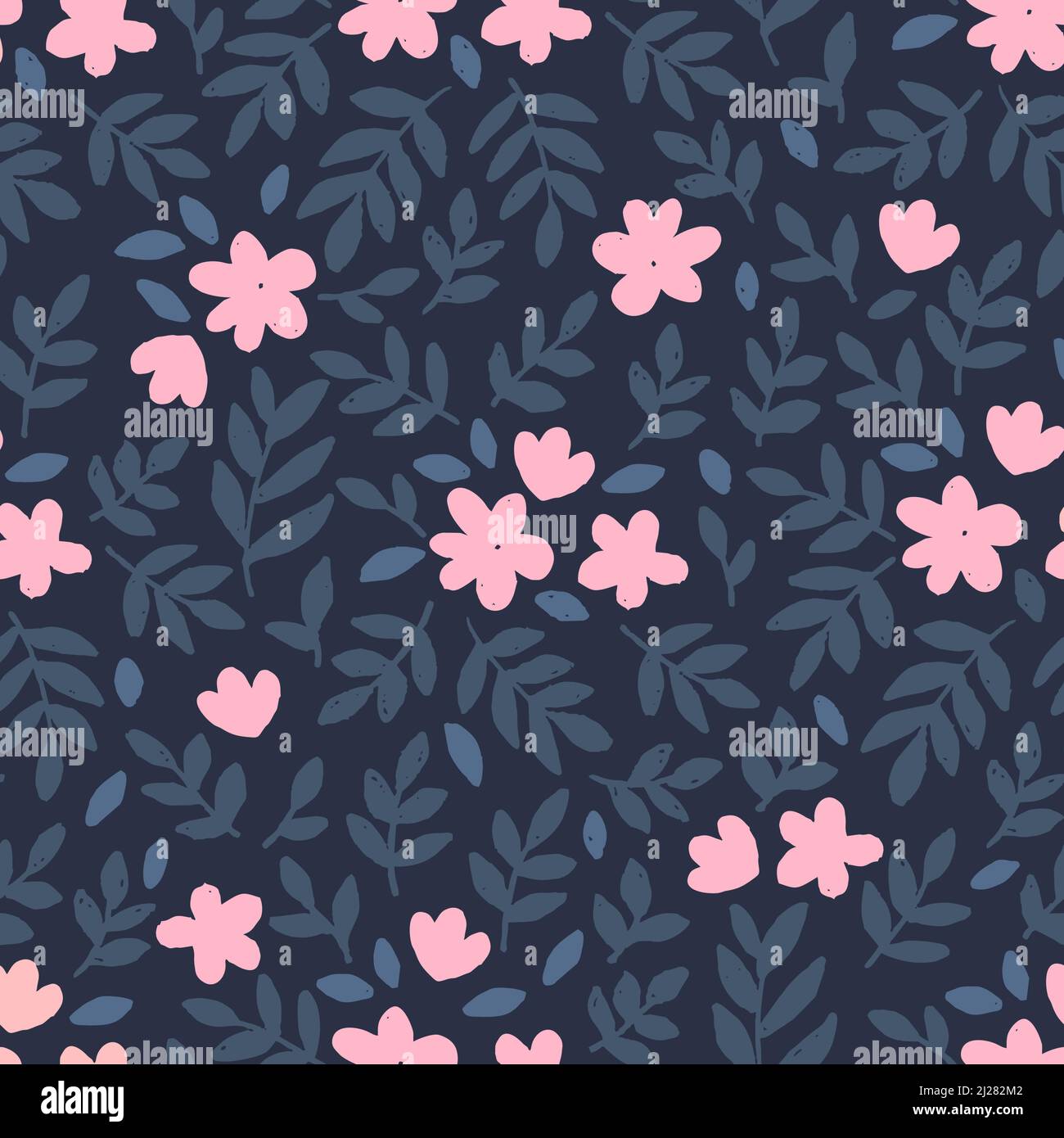 Flowers and leaves hand draw vector seamless pattern Stock Vector Image ...