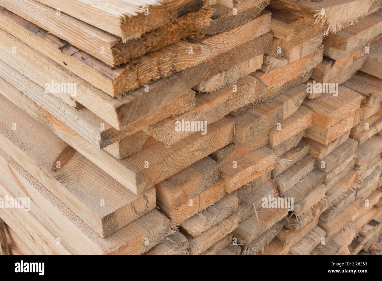 Wood stack storage of timber materials and lumber pile industry Stock ...