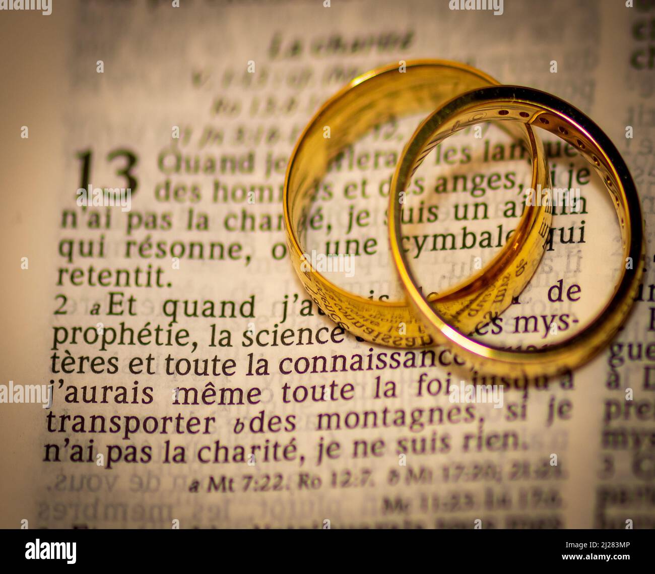 Two gold wedding rings shot hi-res stock photography and images - Alamy
