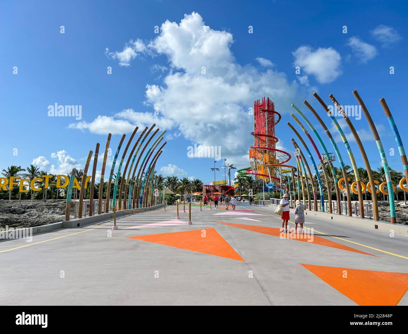 Bahamas - September 16, 2021: The entrance to Coco Cay Royal Caribbean ...