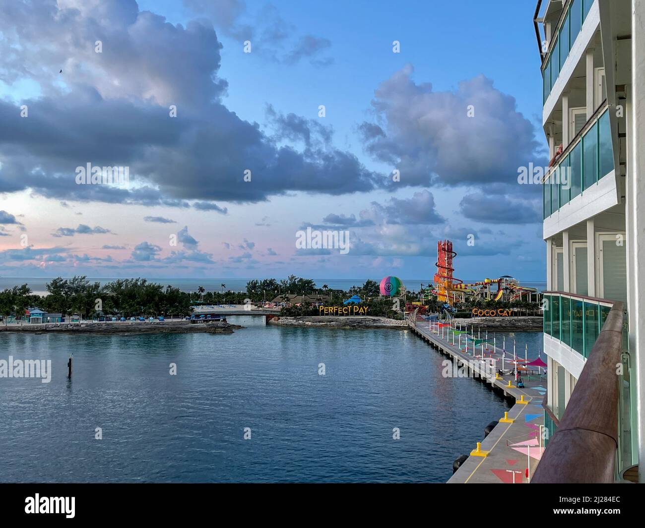 Bahamas - September 16, 2021: An aerial view of Coco Cay Royal ...