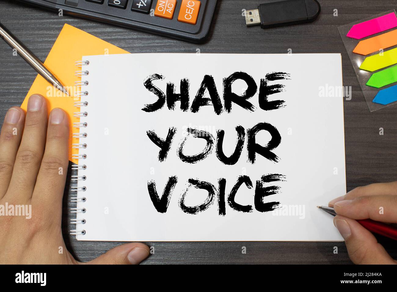 share your voice write on paper note. concept Stock Photo - Alamy