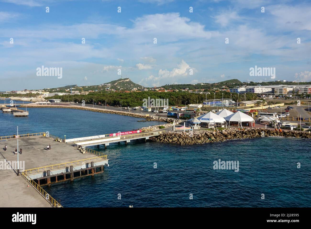 Curaco - November 3, 2019: An aerial view of Curaco from a cruise ship ...