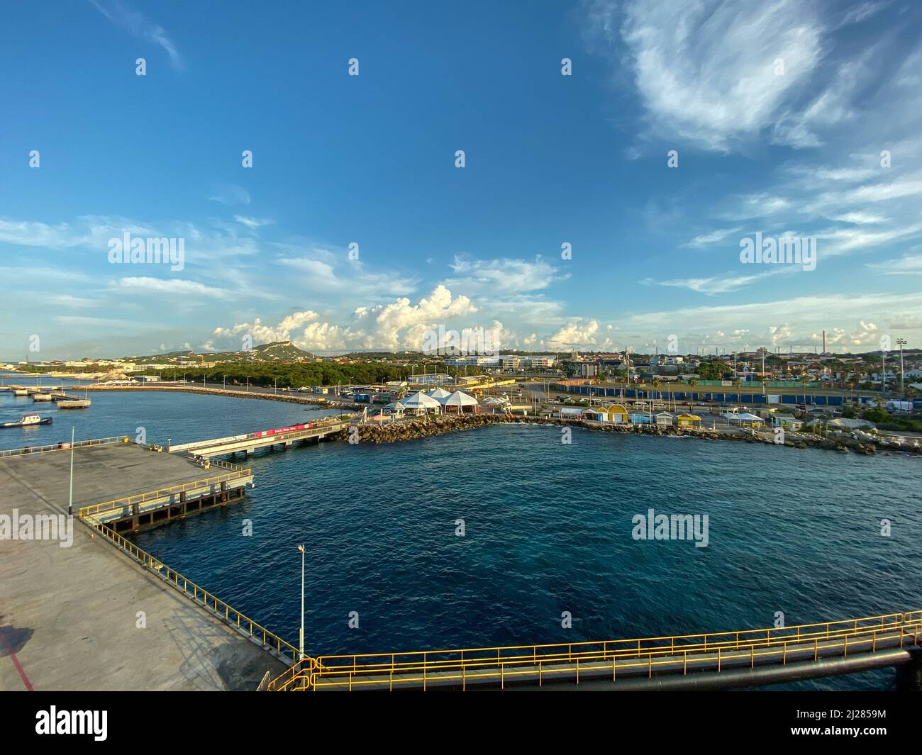Curaco - November 3, 2019: An aerial view of Curaco from a cruise ship ...