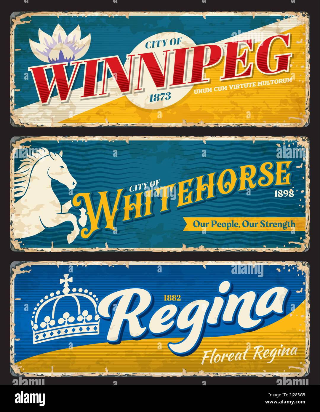 Winnipeg, Whitehorse and Regina canadian cities plates, travel stickers ...