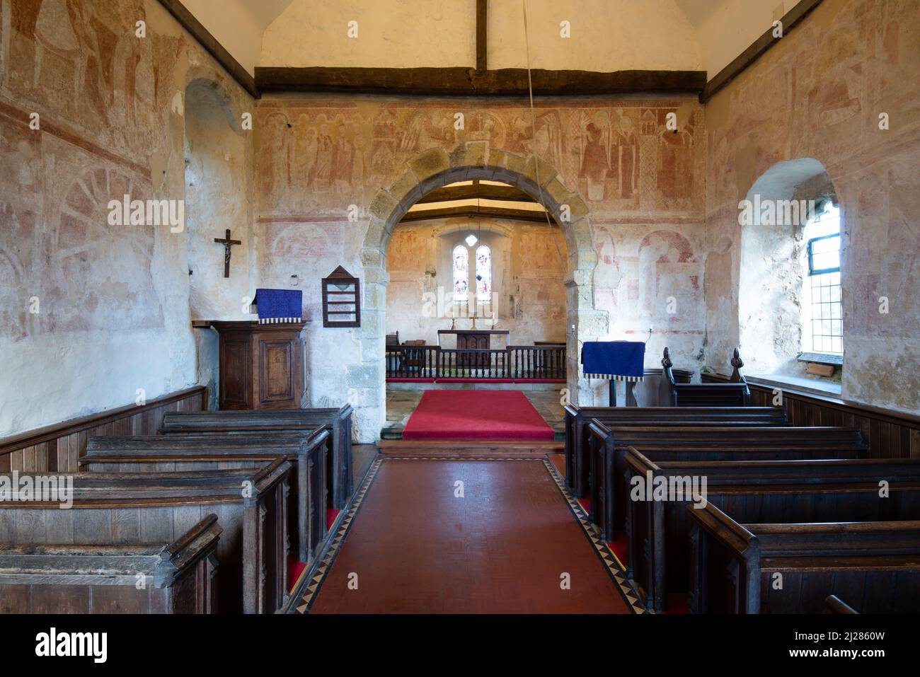 The late 11th century church of St Botolphs noted for it's wall ...
