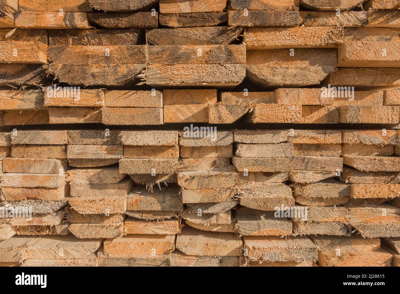 Wood stack storage of timber materials and lumber pile industry Stock ...