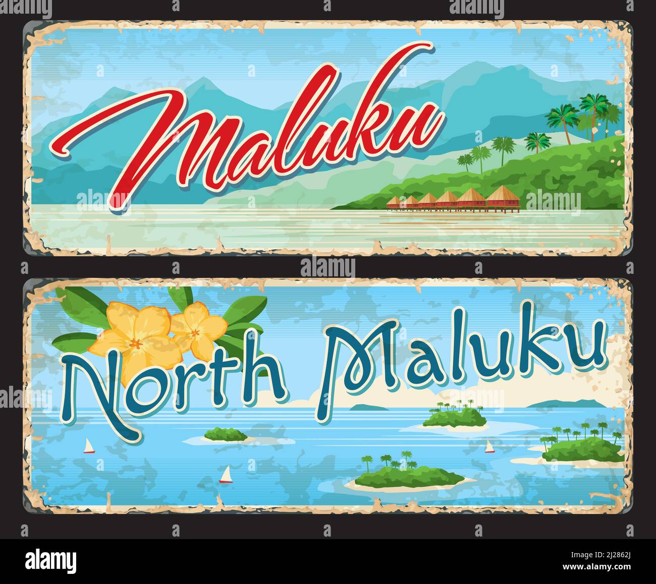 Maluku and North Maluku indonesian travel plates and stickers. Asian ...