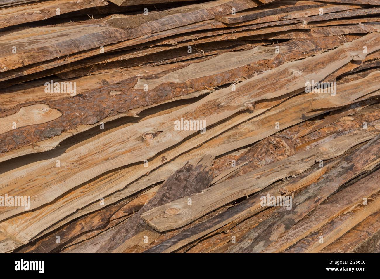 Wood stack storage of timber materials and lumber pile industry Stock ...