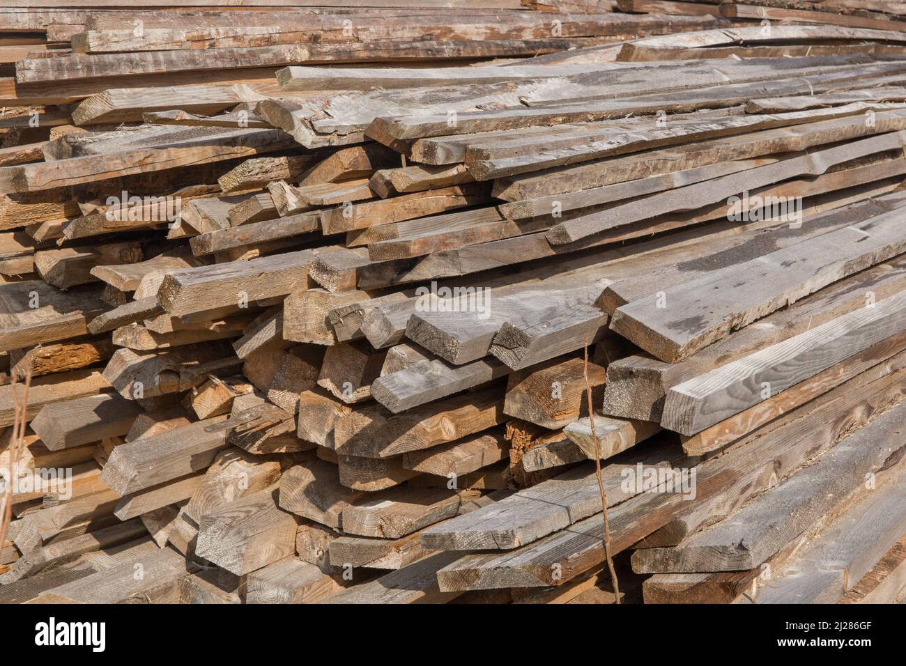 Wood stack storage of timber materials and lumber pile industry Stock ...