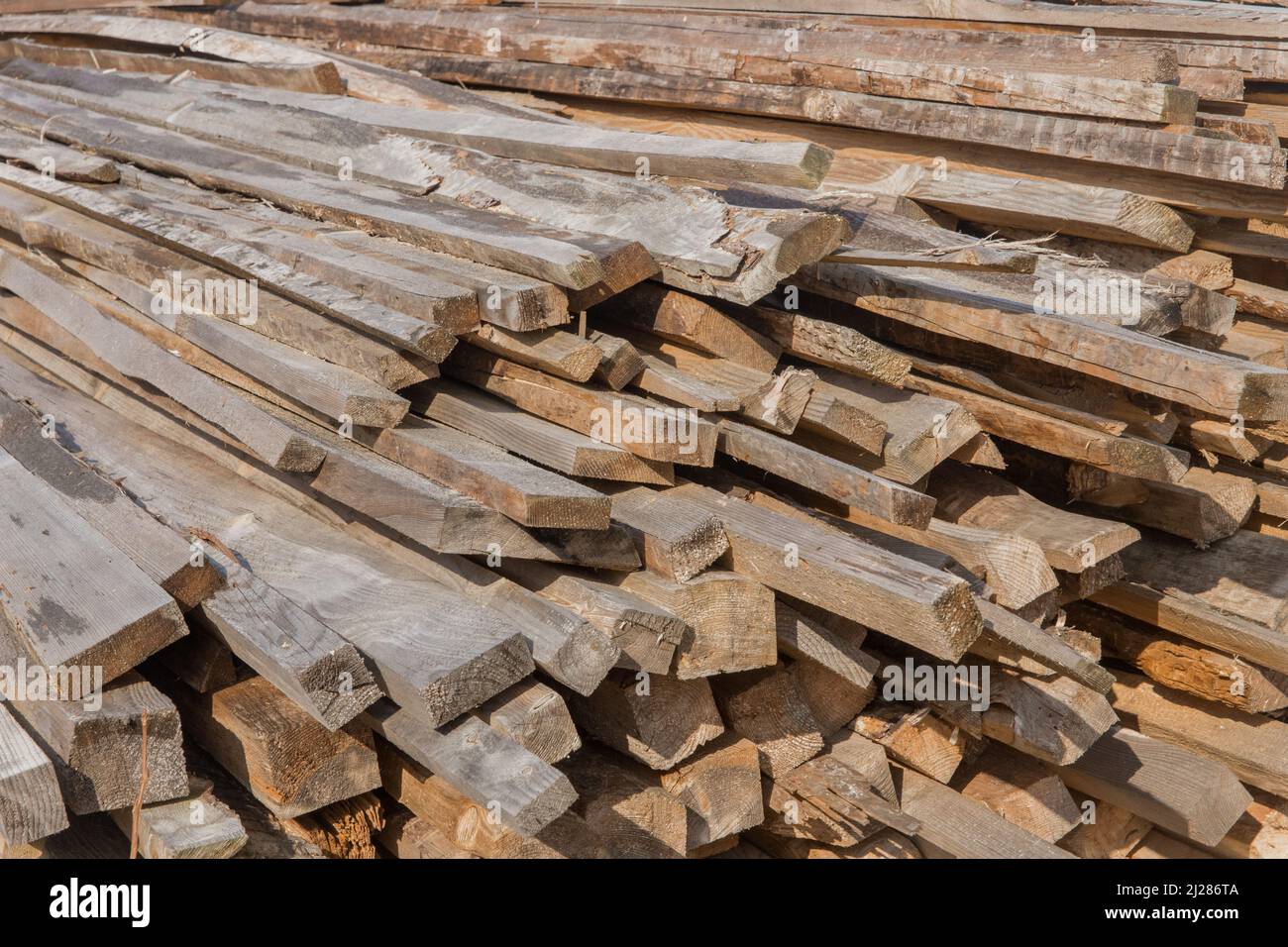 Wood stack storage of timber materials and lumber pile industry Stock ...