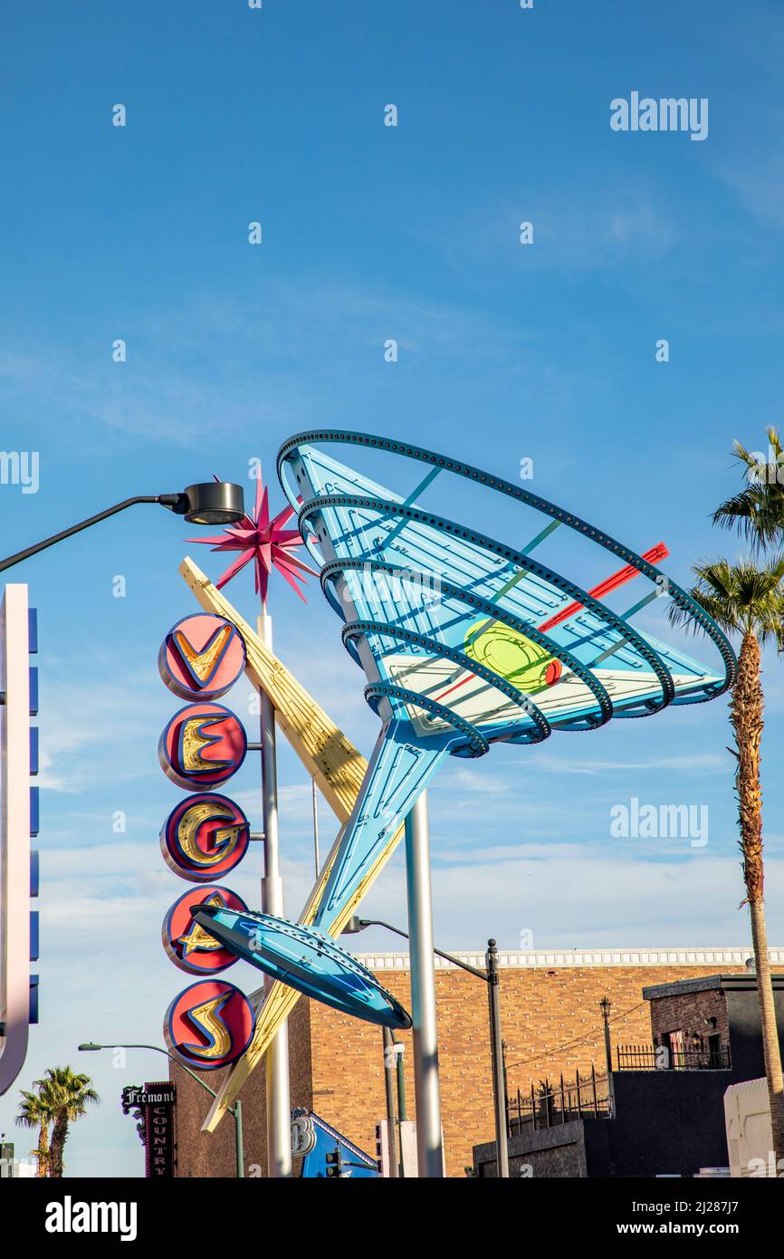 Las Vegas, USA - March 9, 2019: historic iconic Vegas neon sign in Old ...