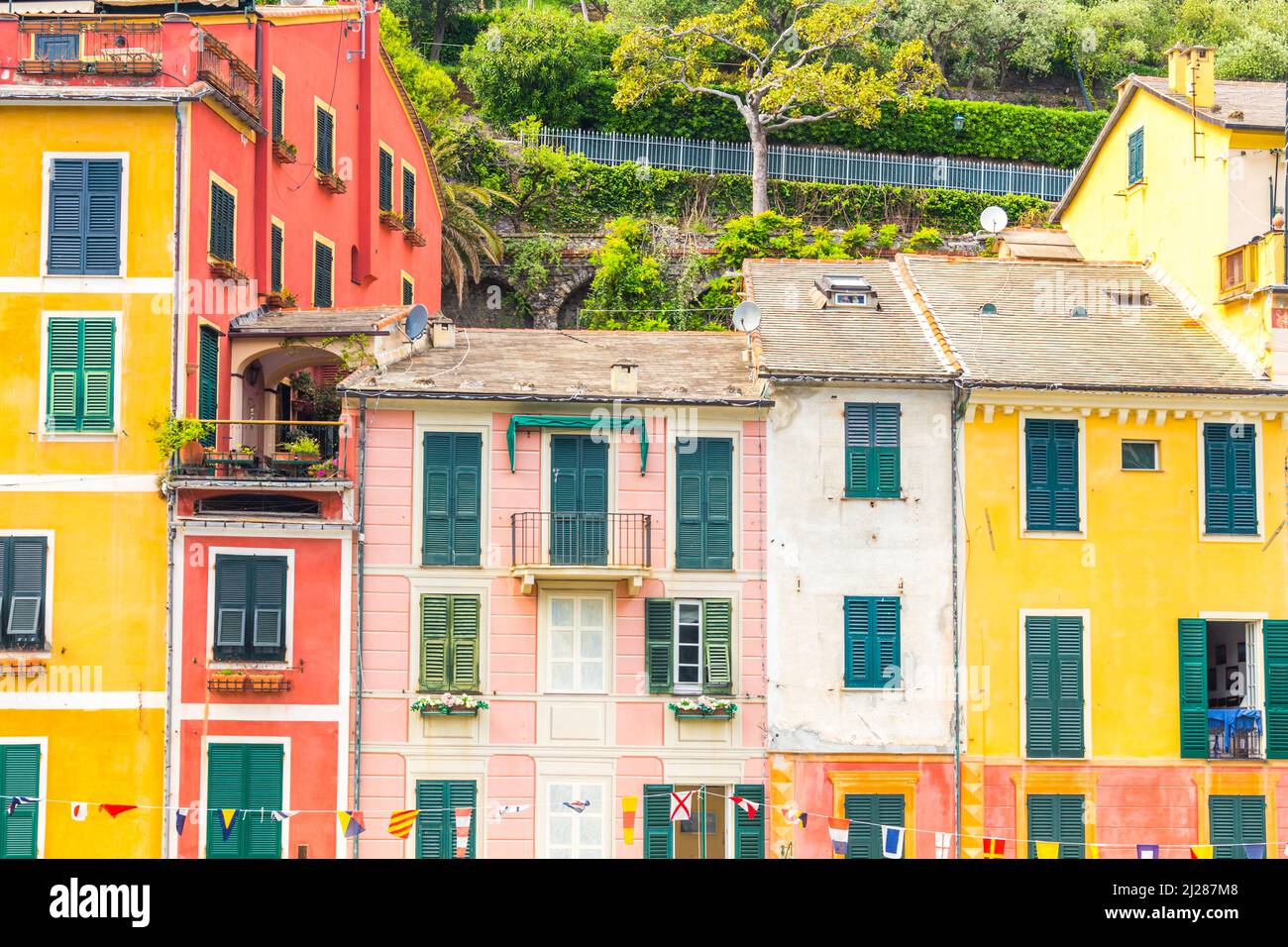 Exterior of colorful houses in Portofino Italy Stock Photo - Alamy