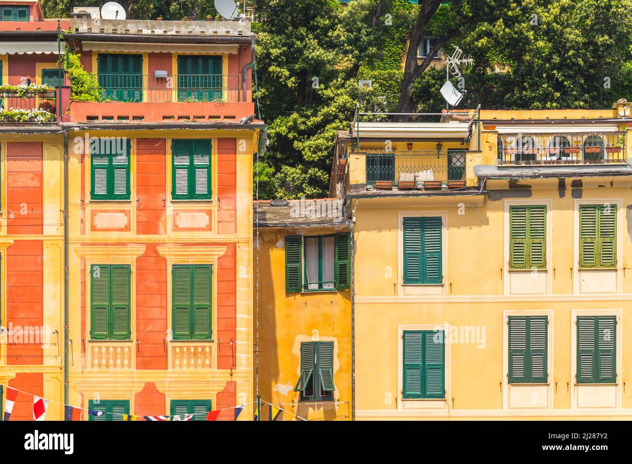 Exterior of colorful houses in Portofino Italy Stock Photo - Alamy