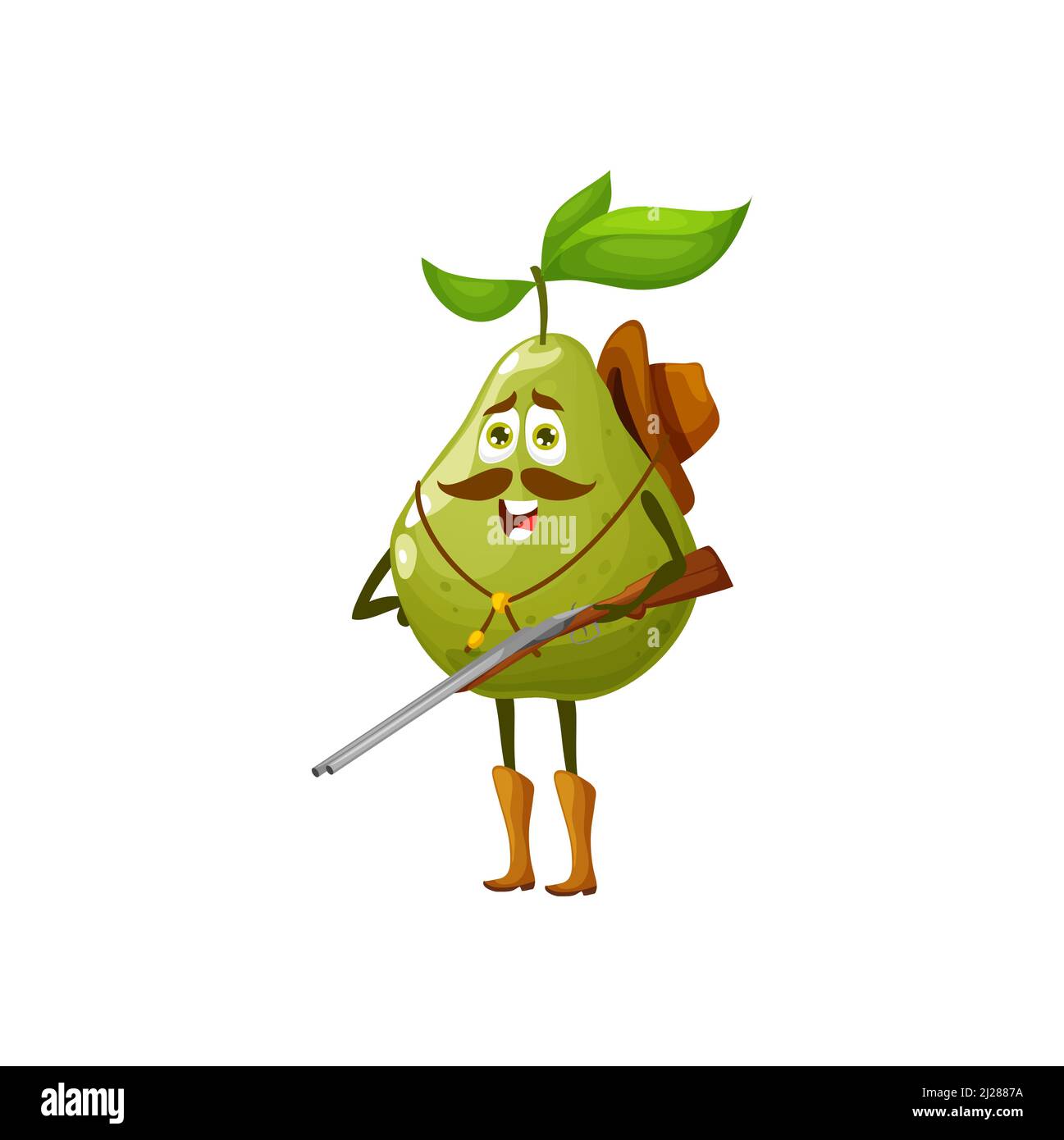 Cartoon guava cowboy character. Tropical fruit wild west shooter or ...