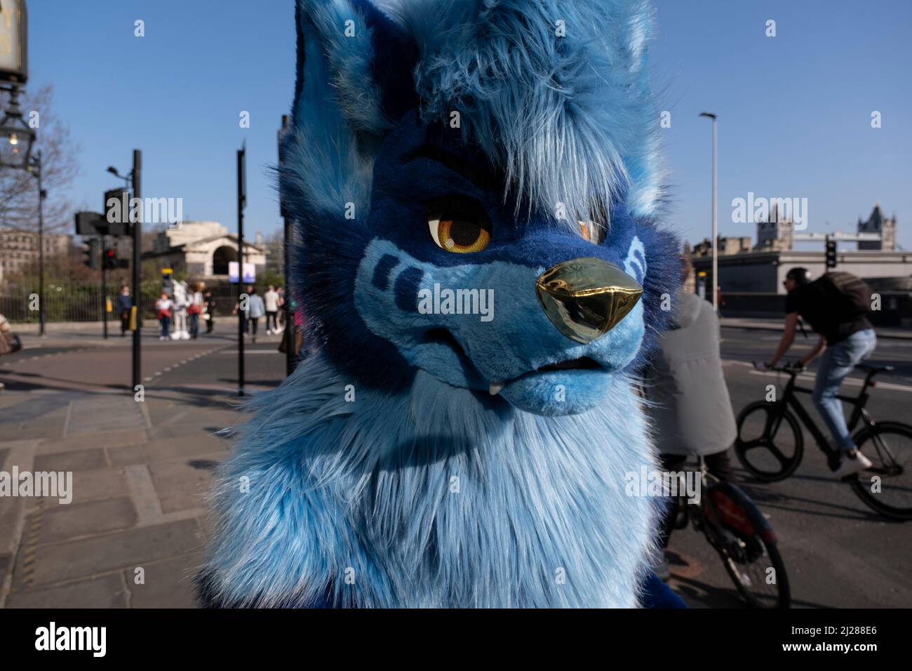 Furries gathering walking through the city on 26th March 2022 in London ...