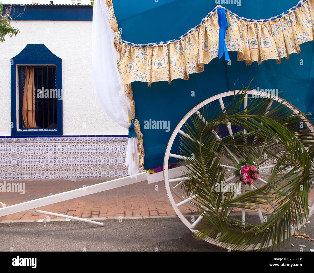 Detail of a typical decorated cart during the celebration of the ...