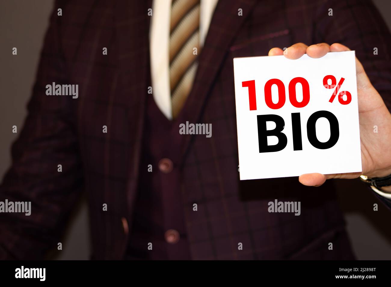 100 Bio card isolated on white background. concept Stock Photo - Alamy