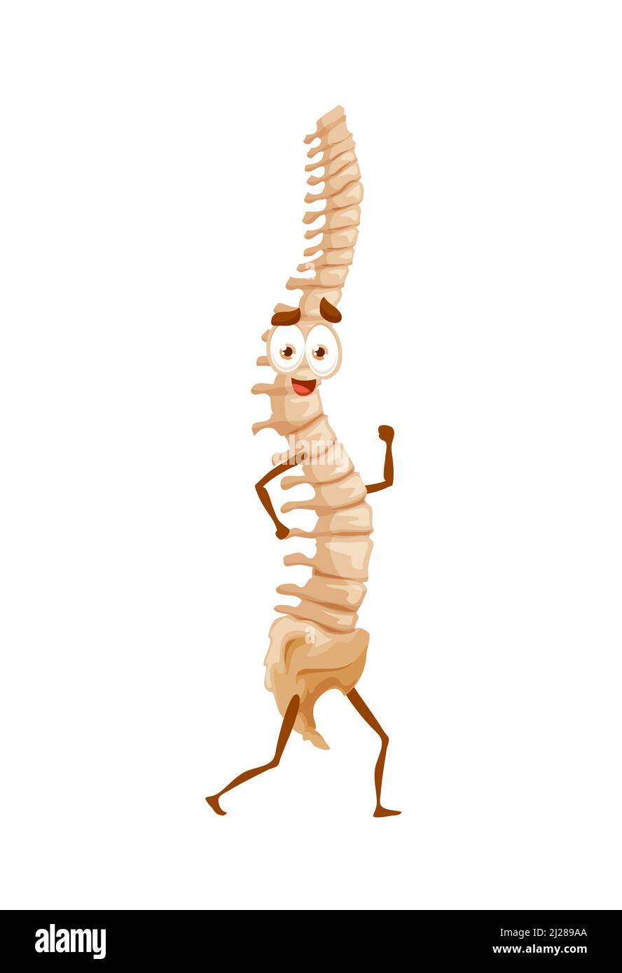 Human funny cartoon spine character, vector funny healthy backbone ...