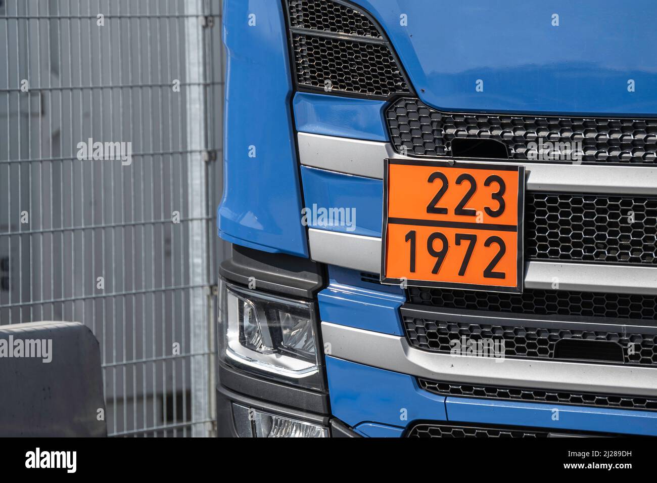 A dangerous goods sign on a truck Stock Photo - Alamy