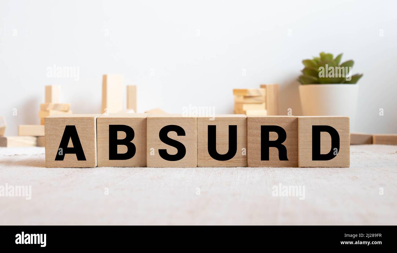 ABSURD word made with building blocks isolated on white Stock Photo - Alamy