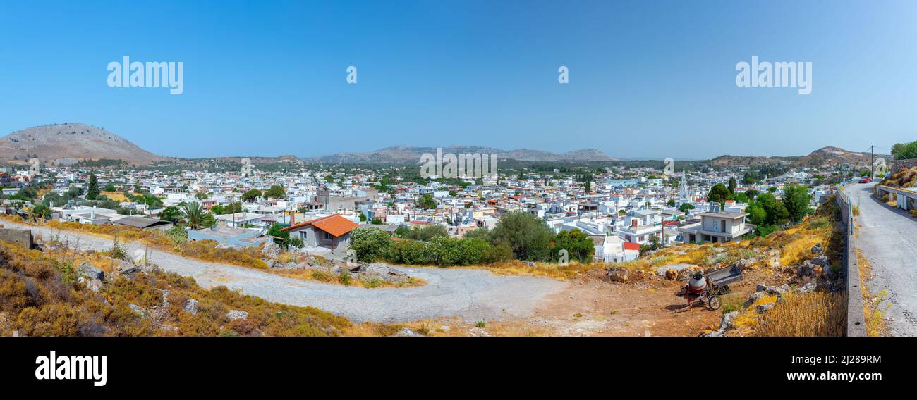 A exciting panoramic cityscape view of Archangelos at Rhodes, Greece ...