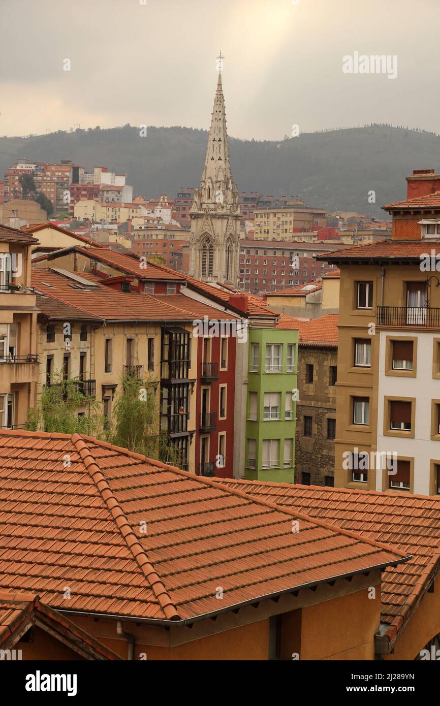 A vertical aerial view of the skyline of Bilbao, Spain Stock Photo - Alamy
